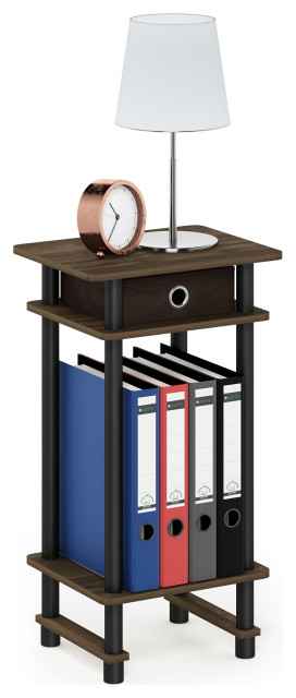 17017 Tall End Table with Bin, Columbia Walnut/Black/Dark Brown ...