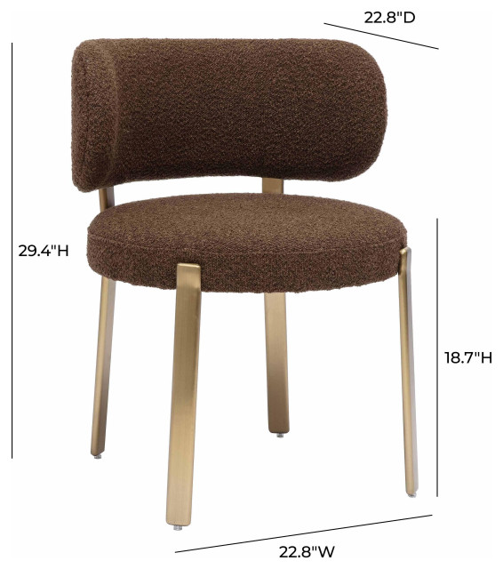 Margaret Chocolate Brown Boucle Dining Chair Brown - Contemporary ...
