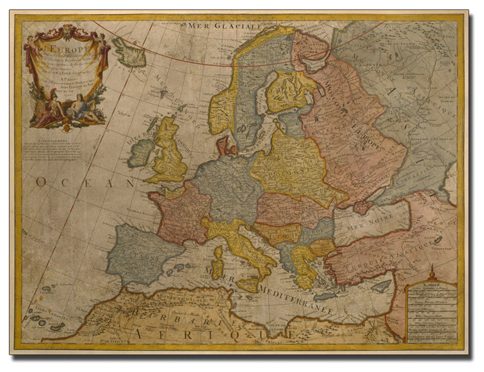 'Map of Europe, 1700' Canvas Art by Paris Guillaume Delilse, 14" x 19 ...