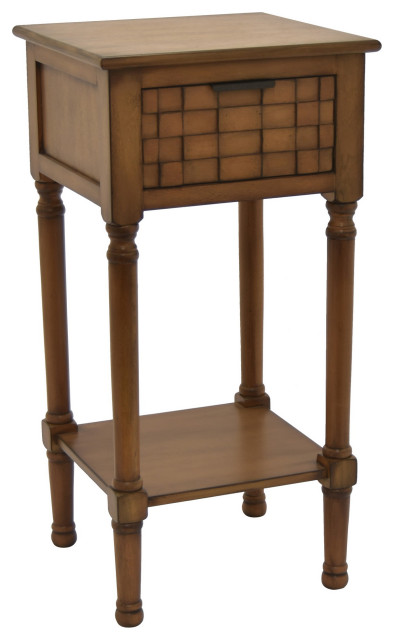 Plutus Brands Wood Side Table With Drawer, Brown Wood - Traditional ...