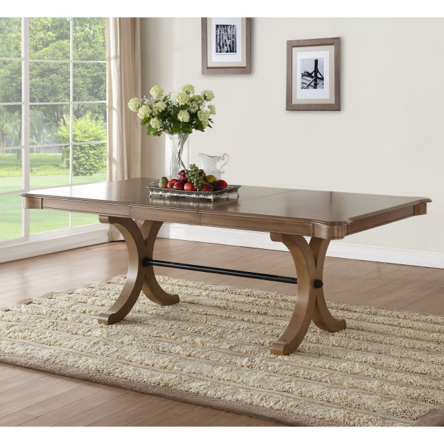 Unique Dining Table, Curved X-Shaped Trestle Base With Rectangular Top ...