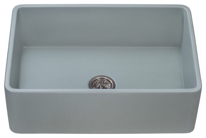 Ruvati Fiamma 33x20 Farmhouse Fireclay Kitchen Sink Horizon Gray