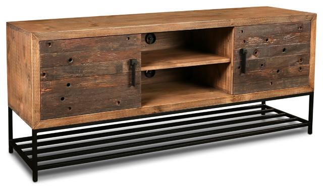 Atwood Rustic Distressed Solid Wood 65" TV Stand - Industrial ...