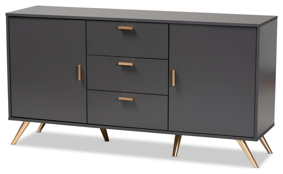 Goldsmith Modern Contemporary Dark Gray/Gold Sideboard Buffet ...
