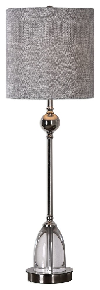 Metallic Silver Sphere Buffet Lamp, Tall Shade Gray Slim Elegant ...