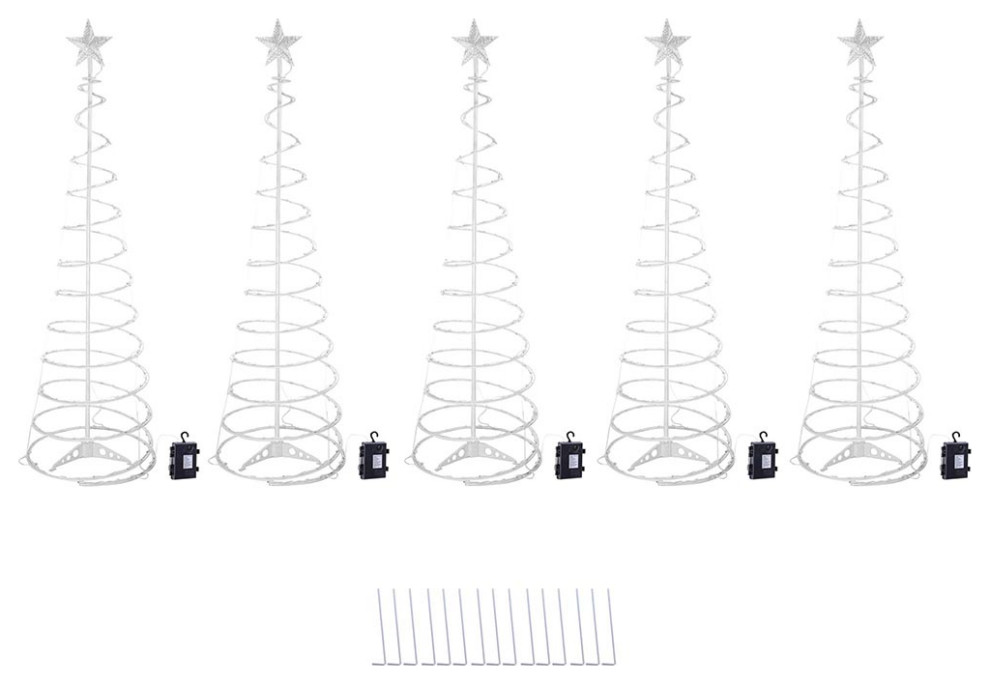Yescom 5ft LED Spiral Tree Light Cool White 182 LEDs Battery Powered ...