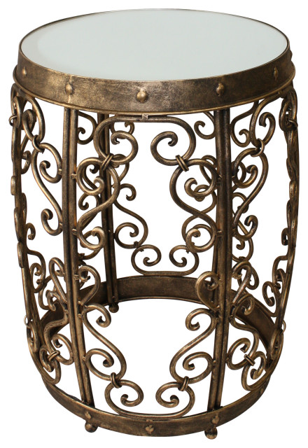 Round Scrool Accent Side Table - Traditional - Side Tables And End ...