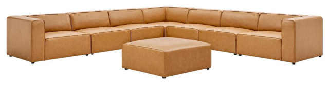 Odette Tan Vegan Leather 8, Piece Sectional Sofa Set - Contemporary ...