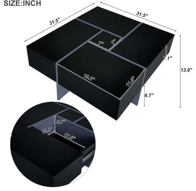 Modern Coffee Table, Unique Sliding Tabletop With Hidden Storage ...