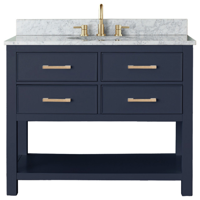 Brooks Vanity, Navy Blue With Top and Sink, 43" - Transitional ...