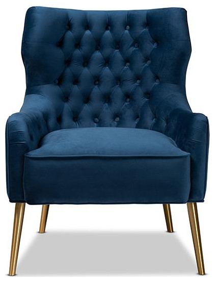 Baxton Studio Nelson Modern Luxe and Glam Navy Blue Velvet Fabric ...