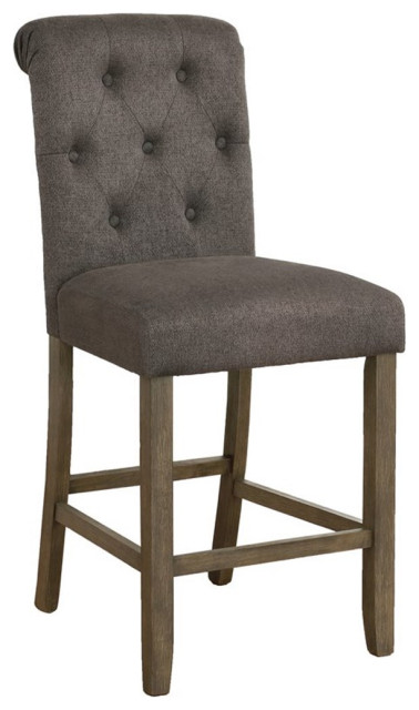 Home Square Tufted Back Counter Height Stool in Gray and Rustic Brown ...