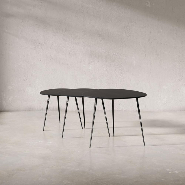 Contemporary Solid Acacia Wood Nesting End Tables (Set of 3 ...