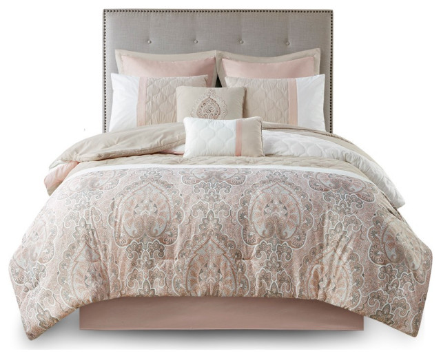 510 Design Shawnee 8 Piece Comforter Set, Blush, Queen - Traditional ...