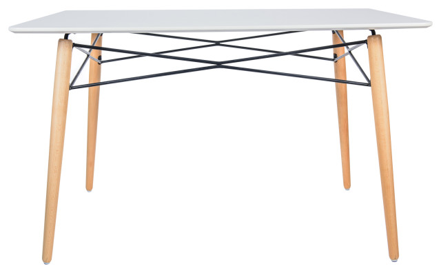 4Ft Rectangle Wooden Top Dining Table W/ Natural Wood Eiffel Base ...