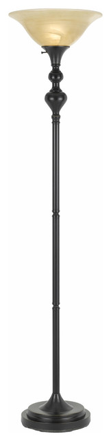150W 3 Way Alamo Metal Torchiere With Glass Shade - Traditional - Floor ...