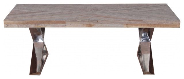 Teak And Chrome X Leg Coffee Table - Contemporary - Coffee Tables - by ...