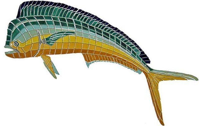 Bull Dolphin / Mahi Mahi Ceramic Swimming Pool Mosaic 46", 46" - Beach ...