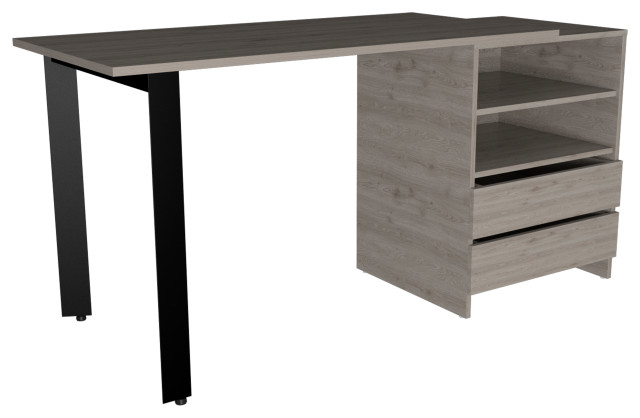 DEPOT E-SHOP Austral 120 Desk with Drawers, Light Gray - Transitional ...