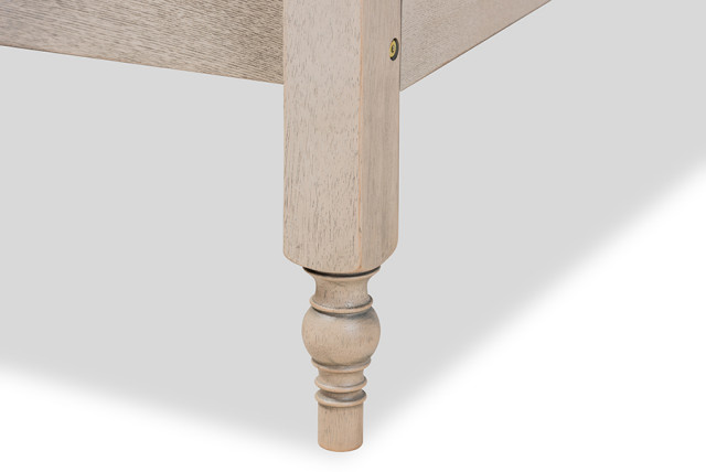 Laure French Bohemian Antique White Oak Wood Full Size Platform Bed Frame - Traditional ...