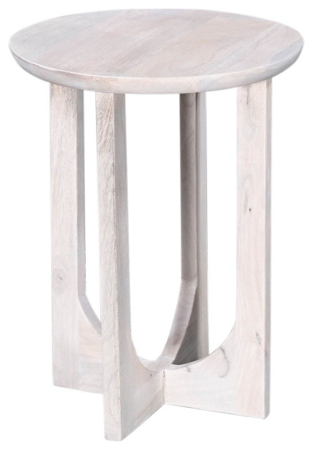 Kenzo Mango Side Table, White Wash - Farmhouse - Side Tables And End ...