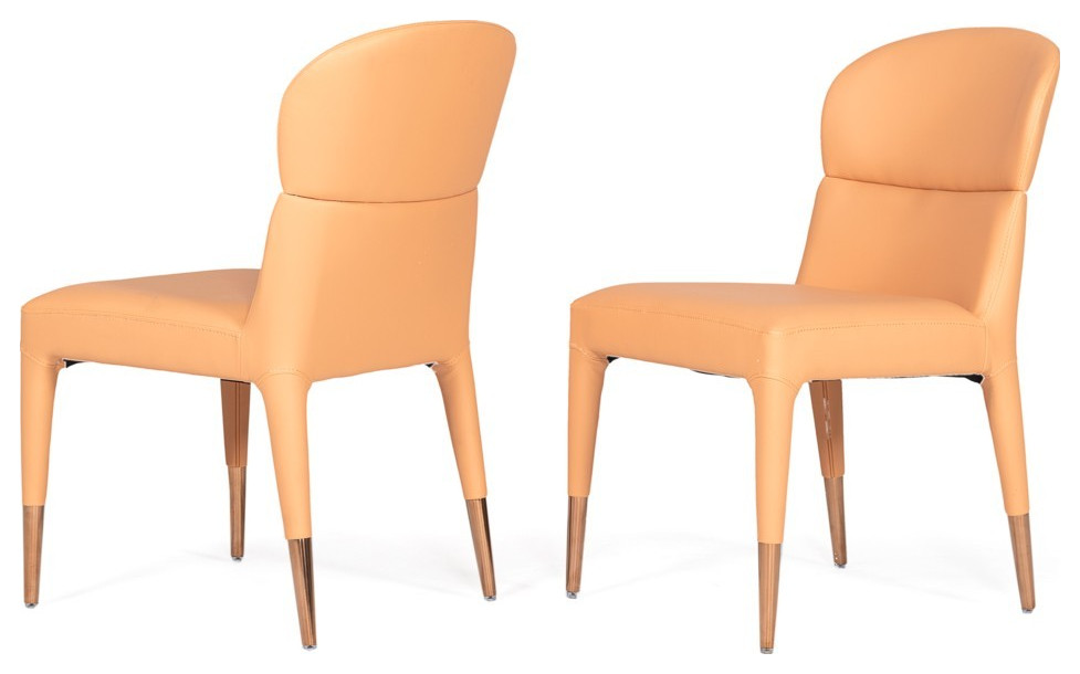 Set of Two Peach Rosegold Dining Chairs - Midcentury - Dining Chairs ...
