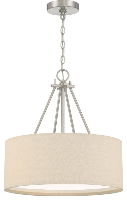Duke 3 Light Pendant, Brushed Polished Nickel - Transitional - Pendant ...