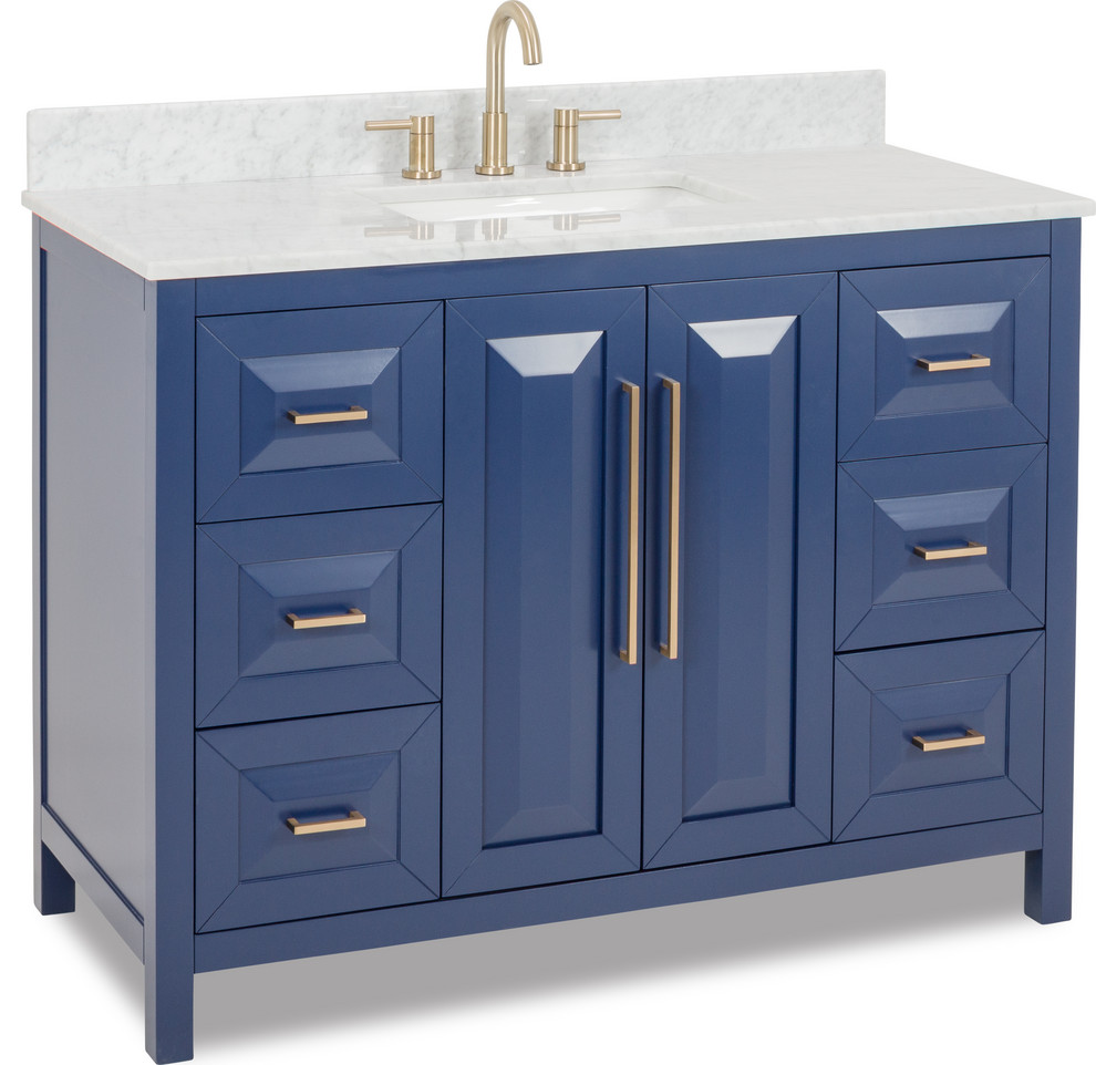 Jeffrey Alexander VN-CAD-48-BL-WC 48" Cade Contempo Vanity, Hale Blue - Transitional - Bathroom ...