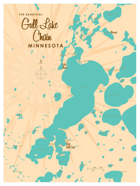 Lakebound Gull Lake Chain Minnesota Art Print, 9"x12" - Contemporary ...