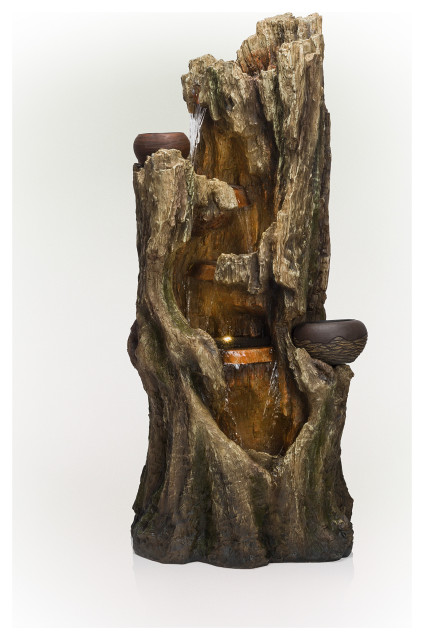 52" Tall Indoor/Outdoor Waterfall Willow Tree Fountain With LED Lights ...