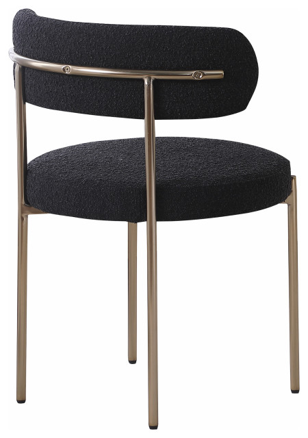 Dobby Boucle Fabric Dining Chair With Gold Legs, Set of 2 - Midcentury ...