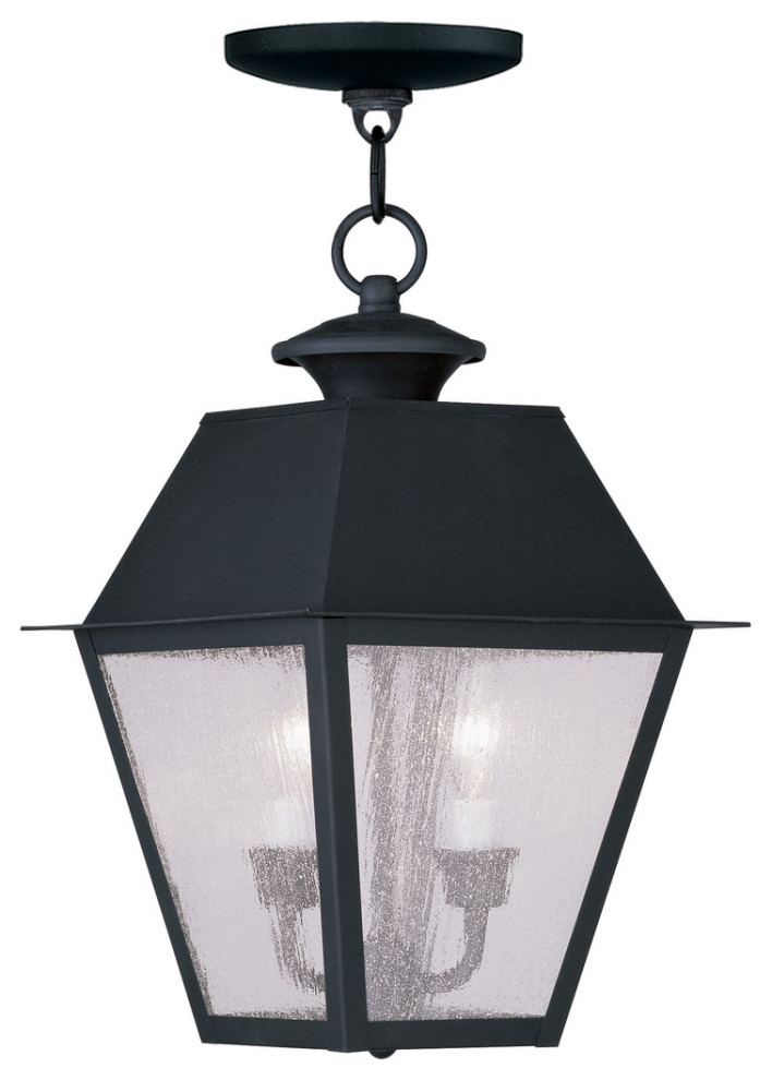 LIVEX LIGHTING 2167-04 2 Light Black Outdoor Chain Lantern ...