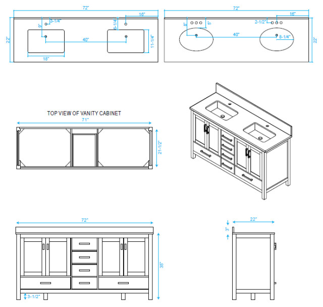 Wyndham WCS141472DWHIVUNOM70 72 Inch Wood Vanity with Ivory Marble Top ...