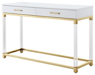 Dario High Gloss Console Table With Metal Base Acrylic Legs ...