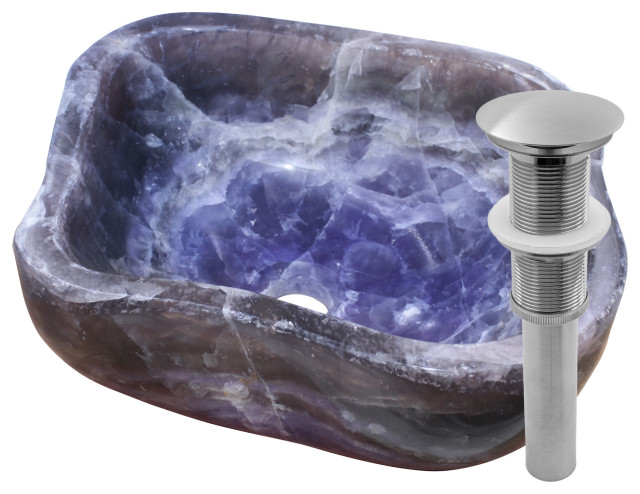 Novatto Natural Purple Onyx Irregular Stone Vessel Bathroom Sink with ...