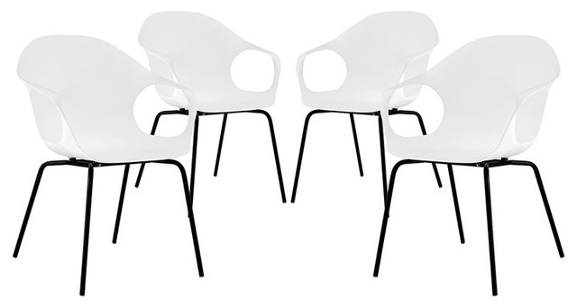 Modern White Swerve Dining Set Set of 4, 25"Lx23.5"Wx34"H - Midcentury ...