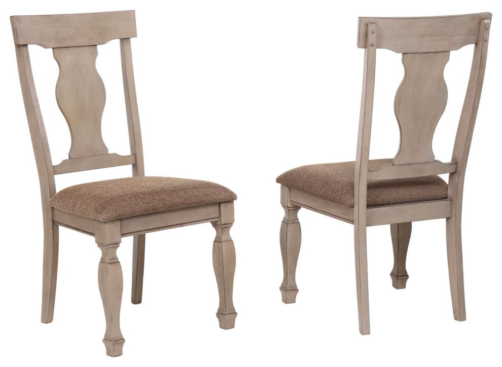 2 Tone Brown Wood Upholstered Dinette Dining Room Side Chairs, Set of 2 ...
