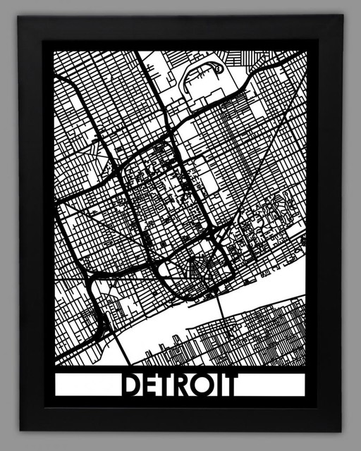 Detroit Street Map - Contemporary - Prints And Posters - by Cut Maps ...