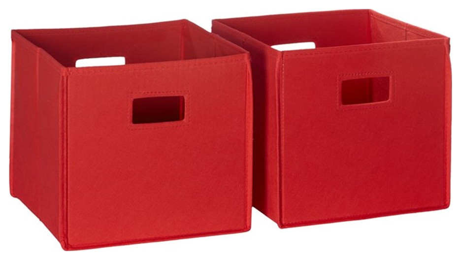 RiverRidge 2-Piece Traditional Fabric Folding Storage Bin Set in Red ...