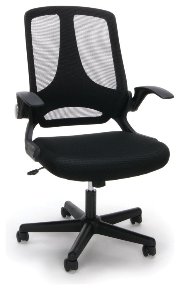 Model ESS-3045 Essentials Upholstered Flip, Arm Task Chair, Black ...