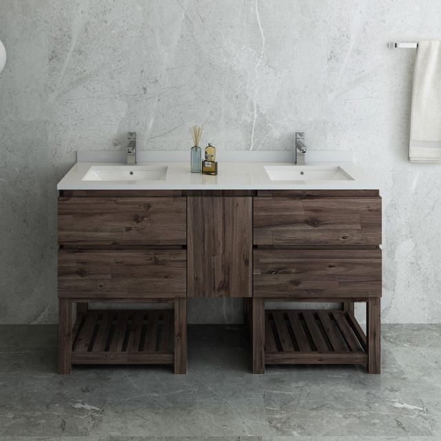 Formosa Floor Standing Open Bottom Double Sink Bathroom Cabinet With ...