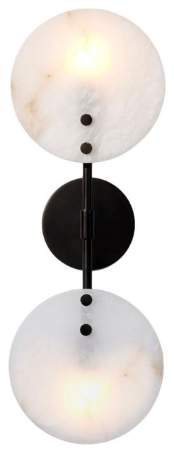 Mid Century Modern White Alabaster Stone Disc Wall Sconce 23 in Circle ...