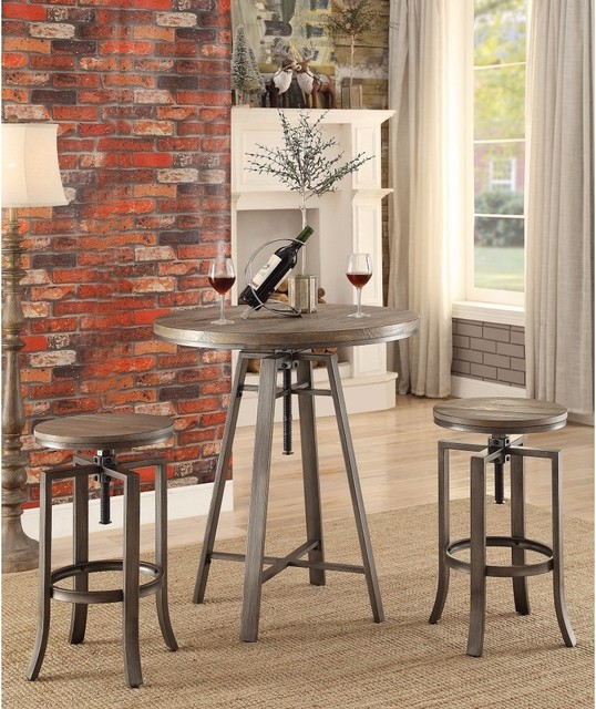 Benzara BM158071 Contemporary Bar Table with Swivel Adjustable Height ...