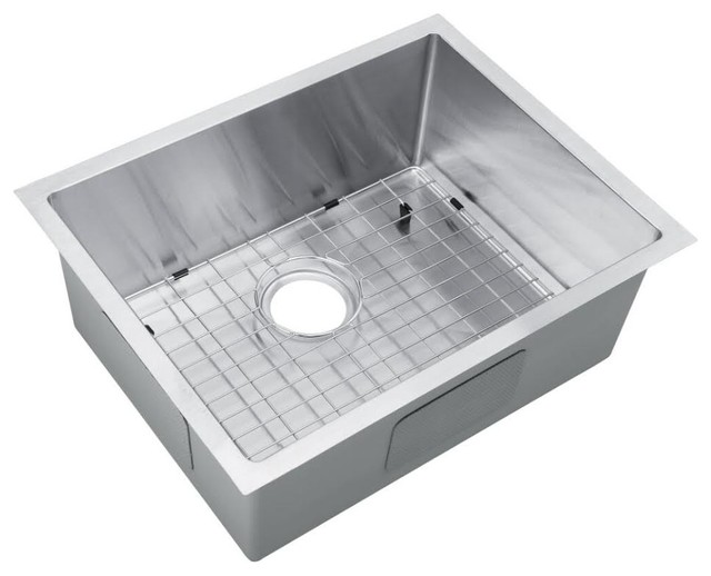 Undermount Stainless Steel Single Bowl Kitchen Bar Sink With Grid, 23 ...
