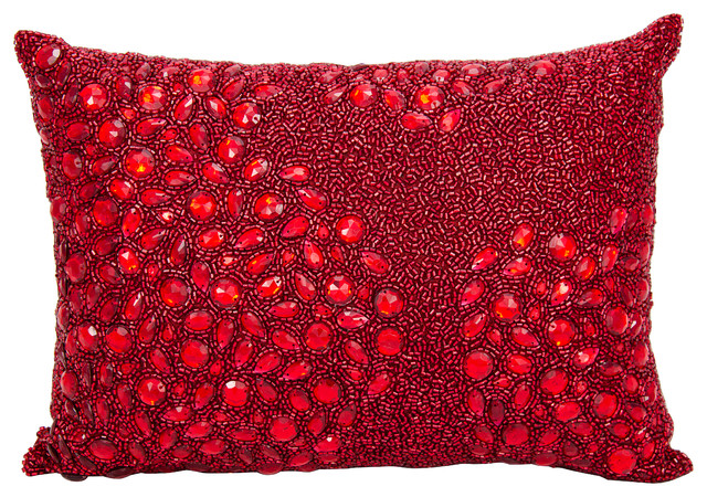 Mina Victory Luminecence Fully Beaded Scarlet Throw Pillow ...