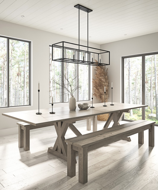 Farmhouse 5-Light Metal Frame Kitchen Island Chandelier with Glass ...
