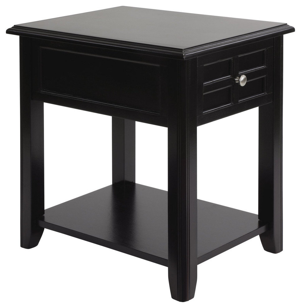 Traditional End Table, Open Display & Drawer With Cathedral Front, Dark ...