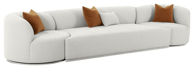 Fickle Grey Velvet 3-Piece Modular Sofa - Grey - Transitional - Sofas ...