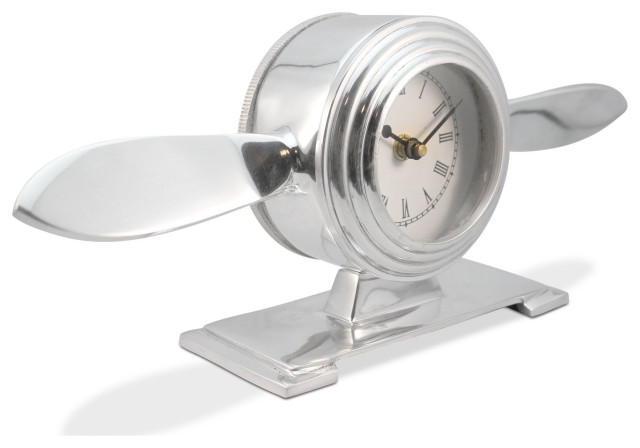 Abstract Airplane Propeller Desk Clock - Polished Aluminum Plane ...
