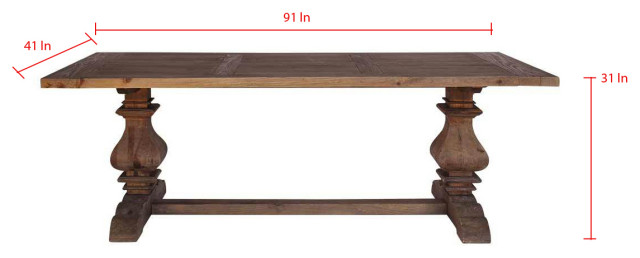 Balustrade Dining Table, Natural - Traditional - Dining Tables - by ...